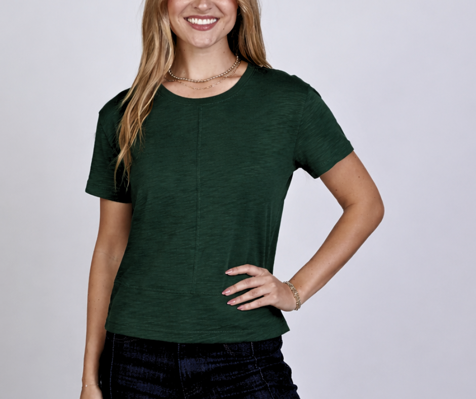 Celia Perfect Length Tee in Forest Green - Long Sleeve | erin gray