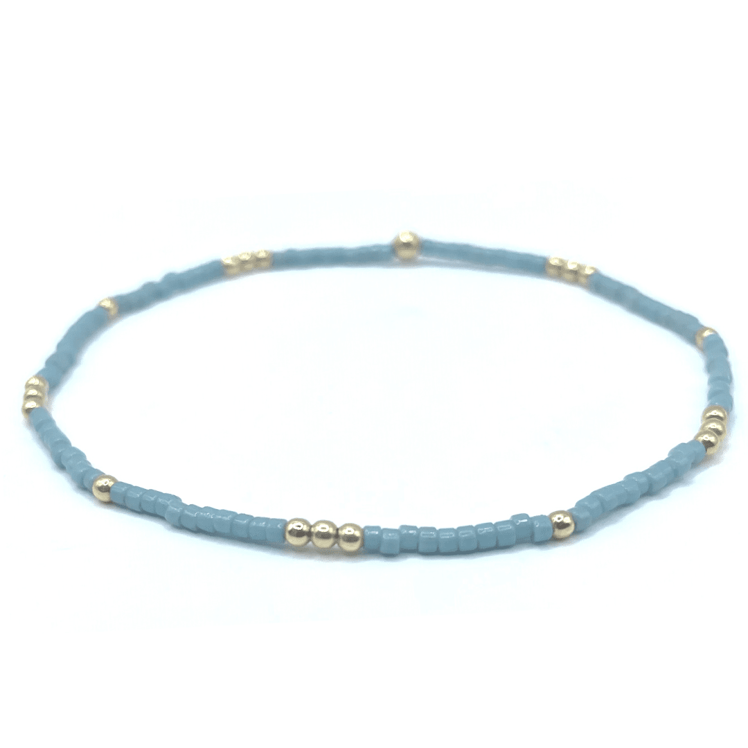 2mm Newport PALE TURQUOISE Blue + Gold Filled Waterproof Bracelet ...