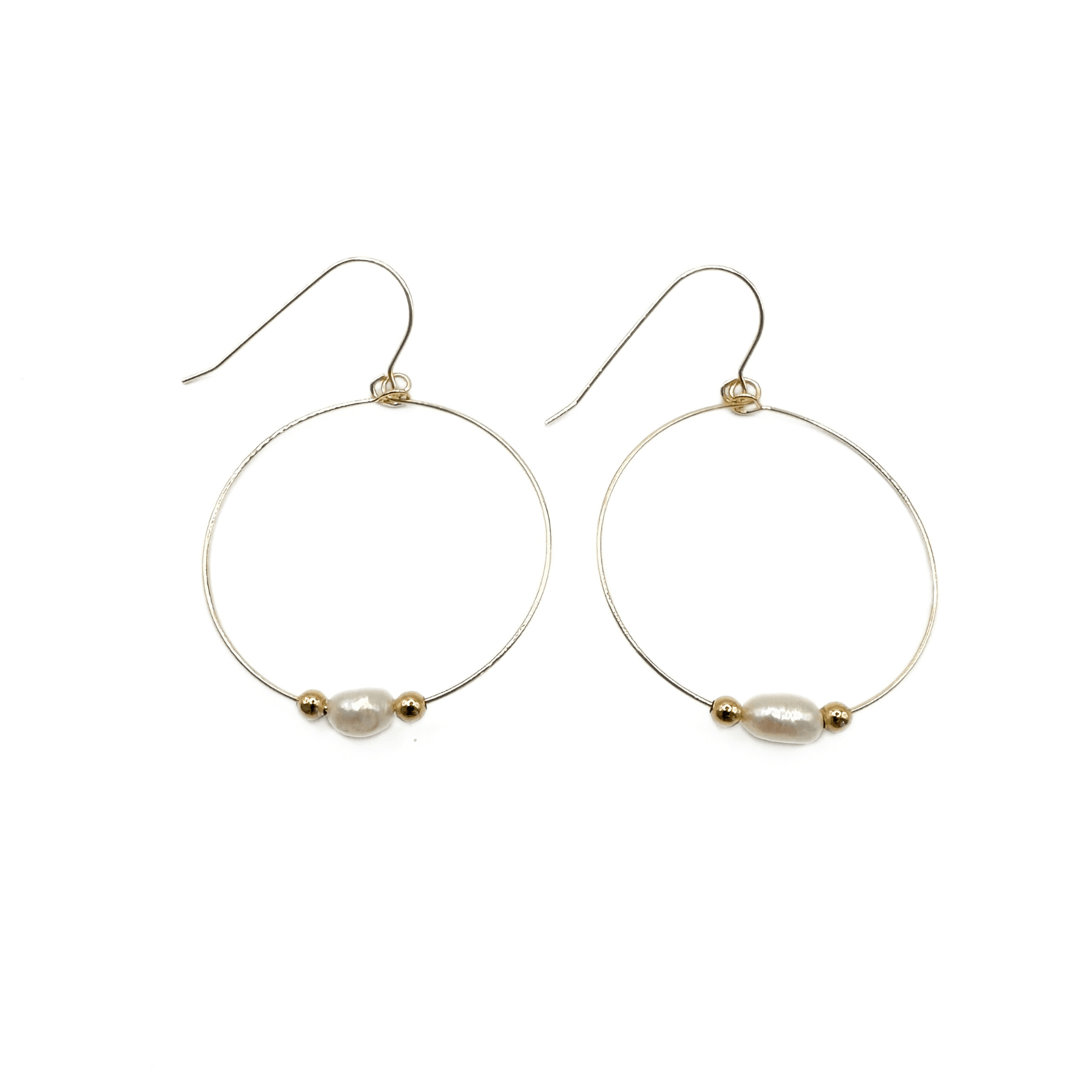 Gold-Filled Simple Rice Pearl Hoop Danglers - Waterproof – erin gray